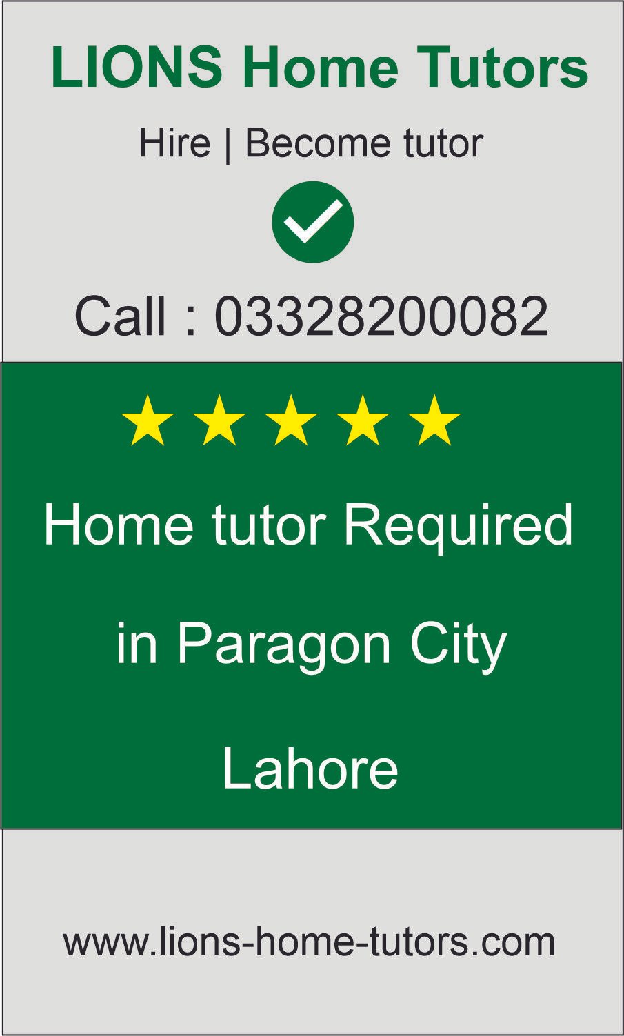 Call Dr. Babar 03328200082 home-tutor-required-in-paragon-city-lahore